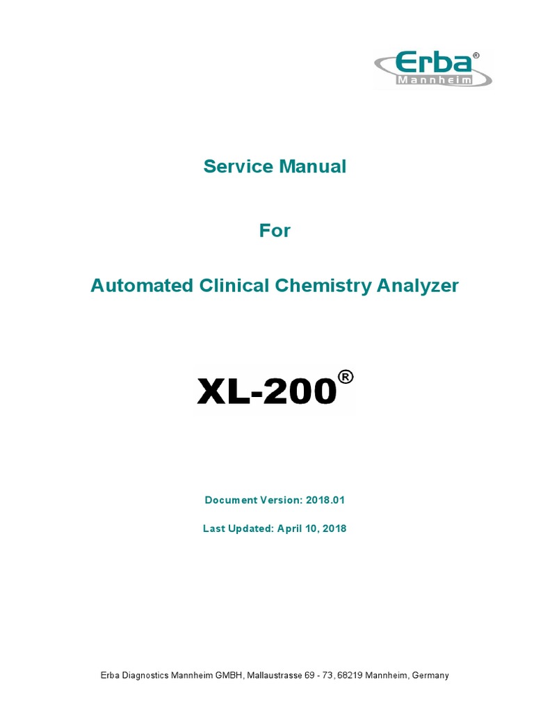 XL200 ServiceManual v2018.01 | PDF | Power Supply | Water