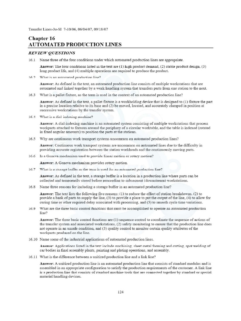 Chapter 16 Automated Production Lines | PDF
