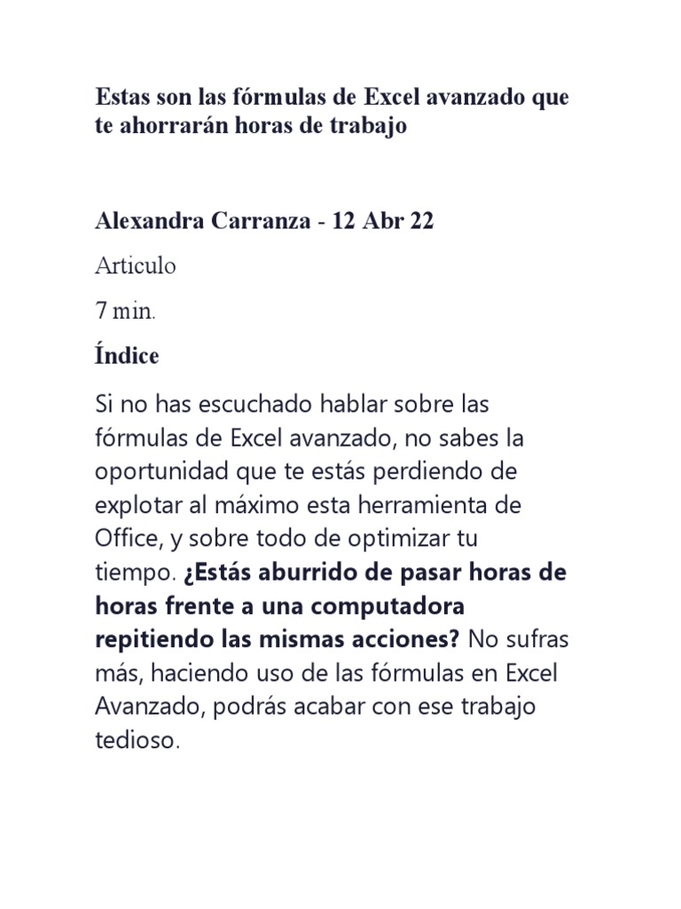 ? +25 Fórmulas de Excel Avanzado +EJEMPLOS | PDF | Microsoft Excel ...