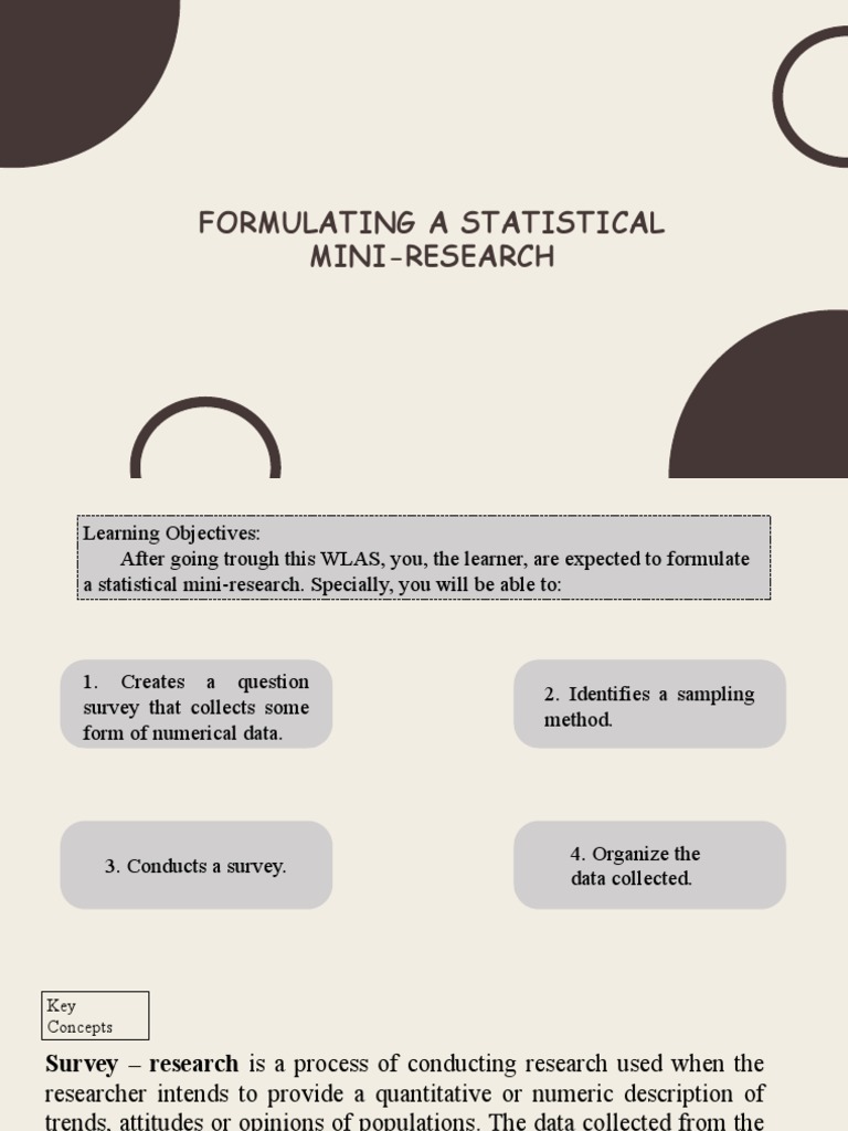 Formulating A Statistical Mini Research | PDF | Sampling (Statistics ...