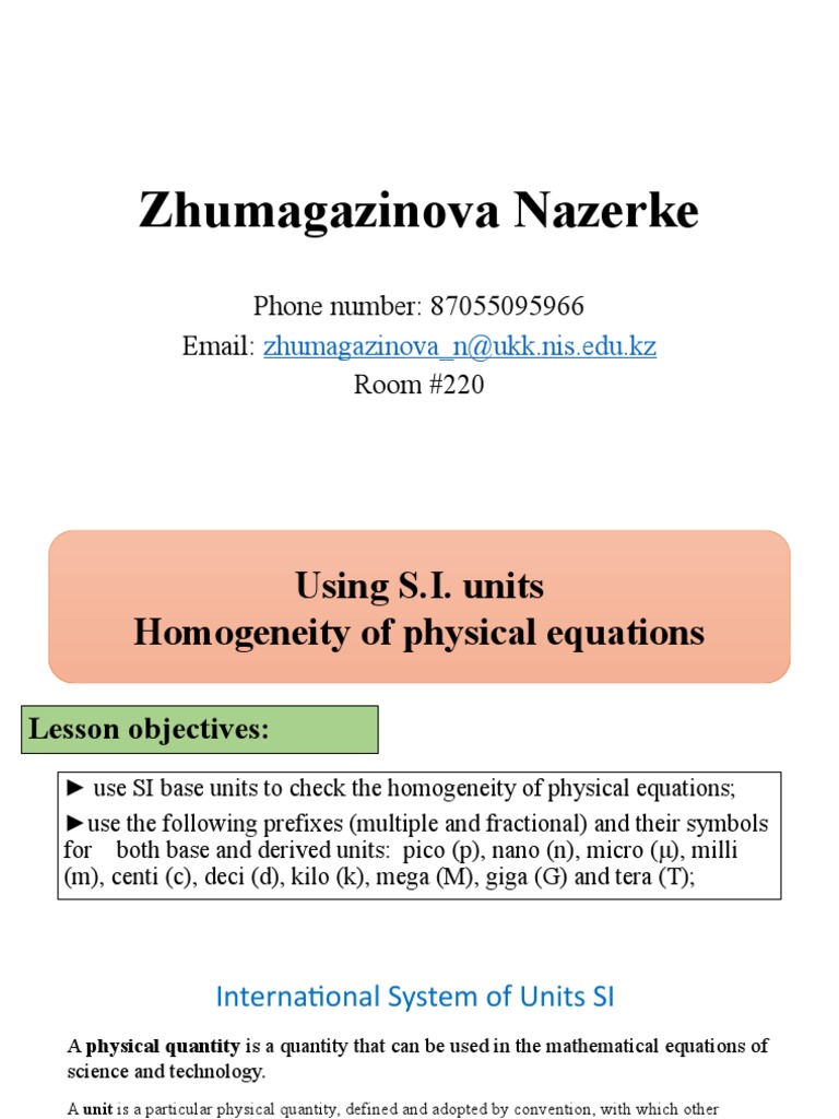 International System of Units SI | PDF | International System Of Units ...