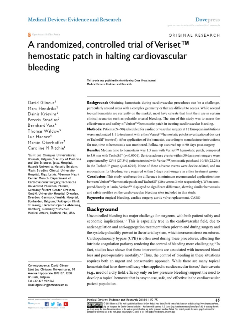 Glineur Veriset CV 2018 | PDF | Hemostasis | Bleeding