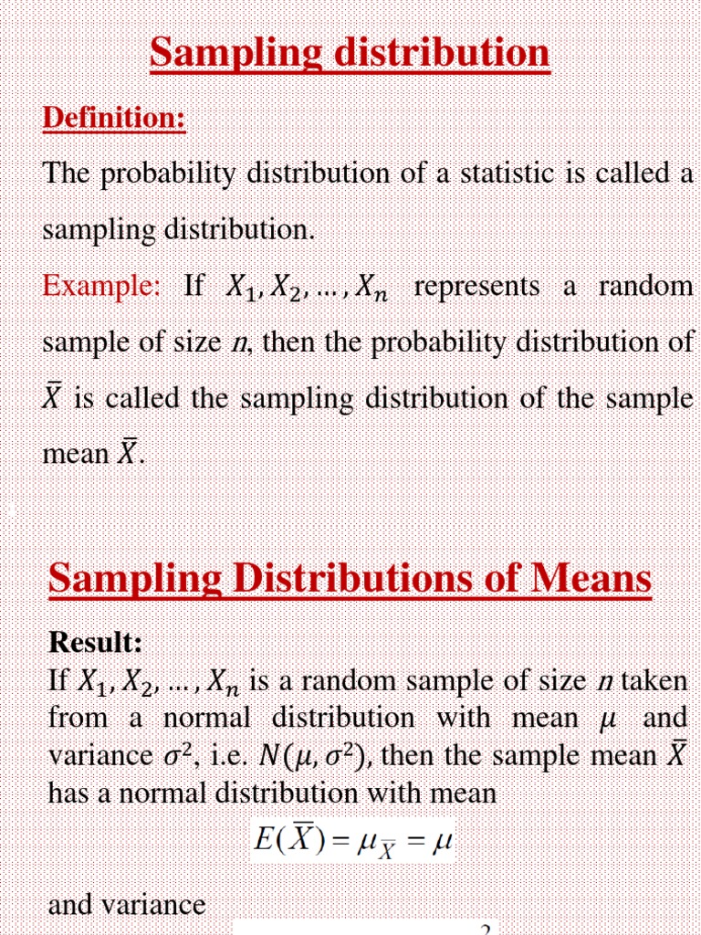 Sampling Distribution: Definition | Download Free PDF | Normal Distribution | Variance