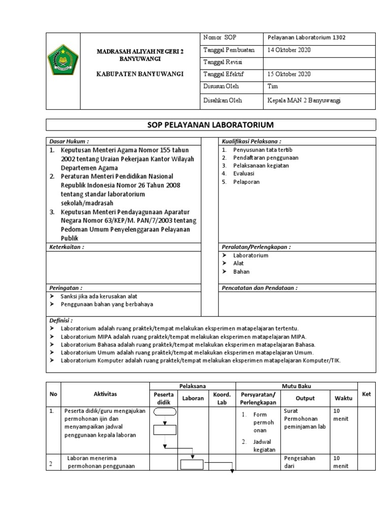 57 Sop Pelayanan Laboratorium | PDF
