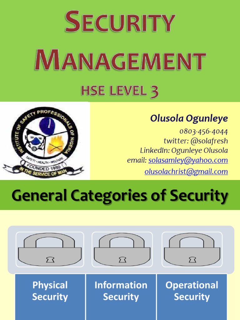 Security Management - Hse Level 3 | PDF | Risk | Vulnerability (Computing)