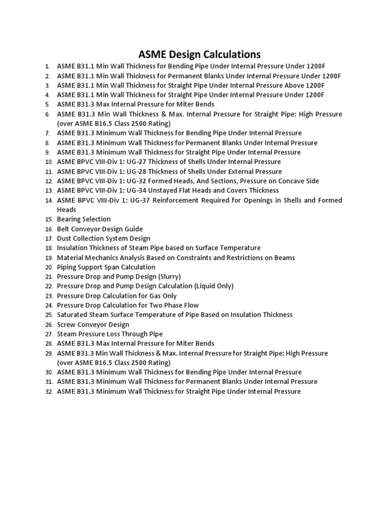 ASME Design Calculations To Study | PDF