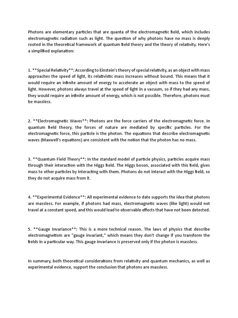 Why Photons Are Massless | PDF | Teaching Methods & Materials | Science & Mathematics