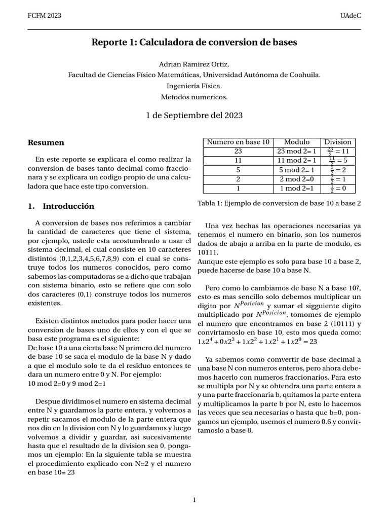 Conversion de bases | PDF | Notación | Lexicología