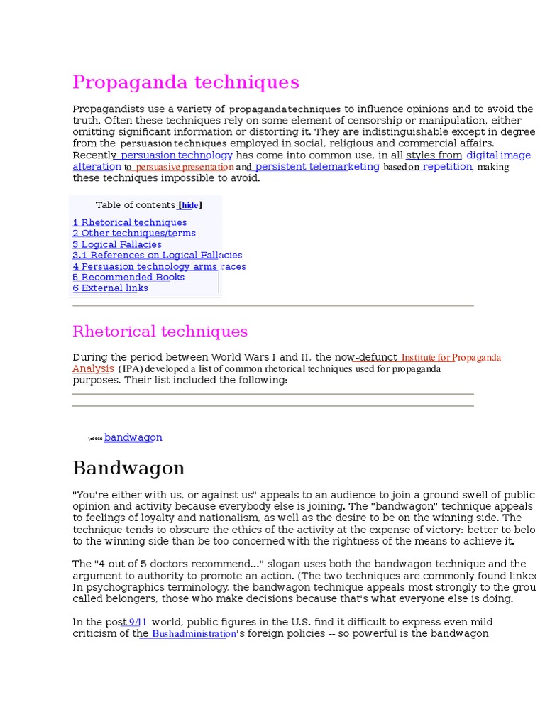 Propaganda Techniques | PDF