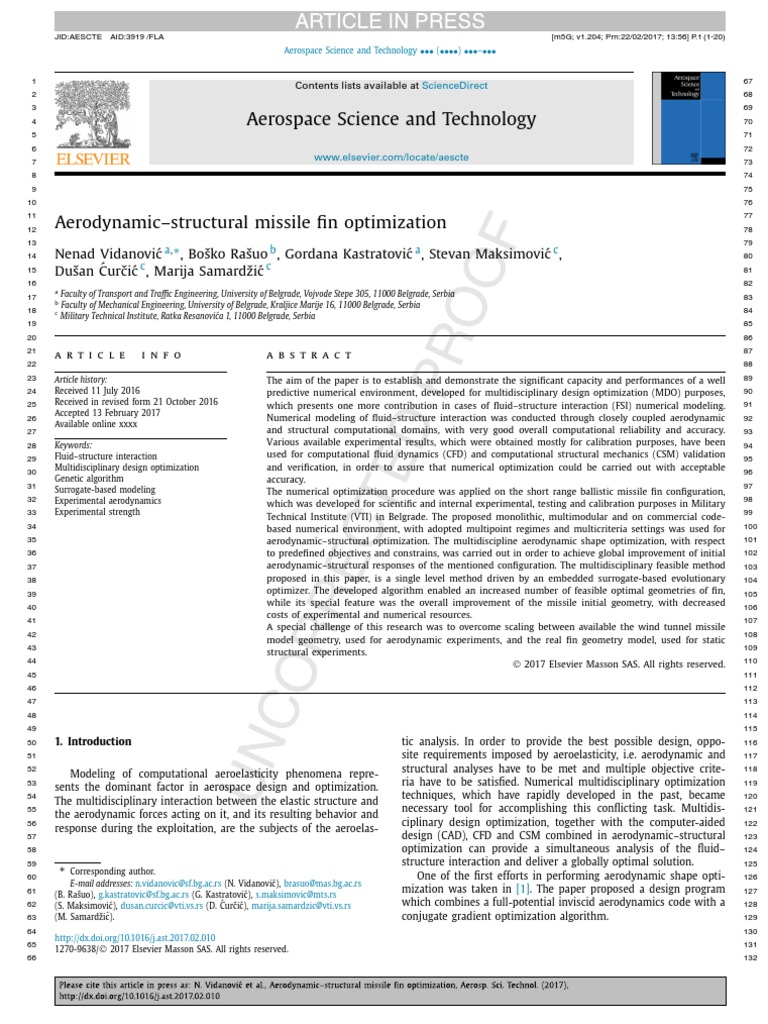 Aerodynamic-Structural Missile Fin Optimization | PDF
