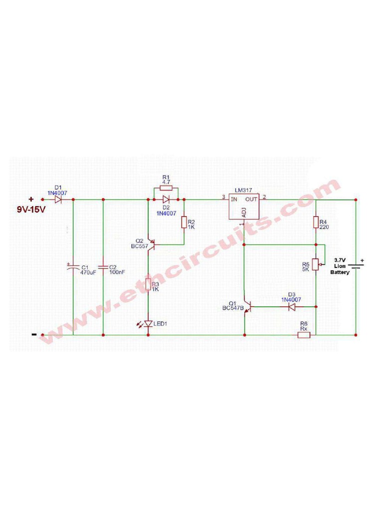 3.7V-Lion-Battery-Charger-Circuit-With-LM317 | PDF