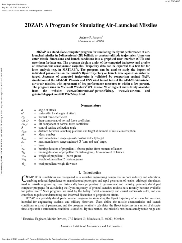 A Program For Simulating Air-Launched Missiles | PDF | Drag (Physics ...