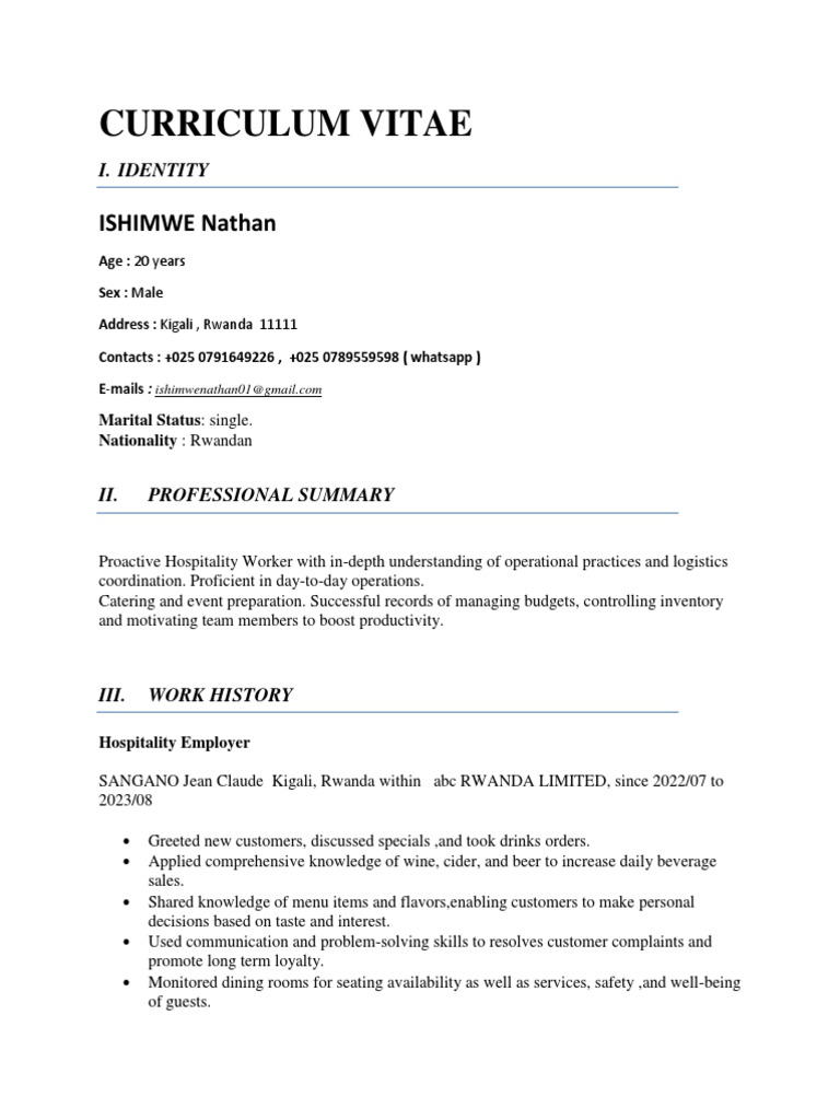 MAIN CV Nathan ISHIMWE | PDF
