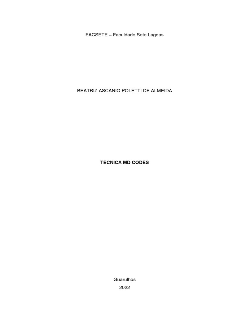 MD Codes TCC | PDF | Rosto