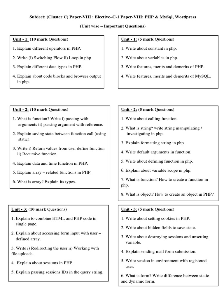 PHP Important Questions | PDF