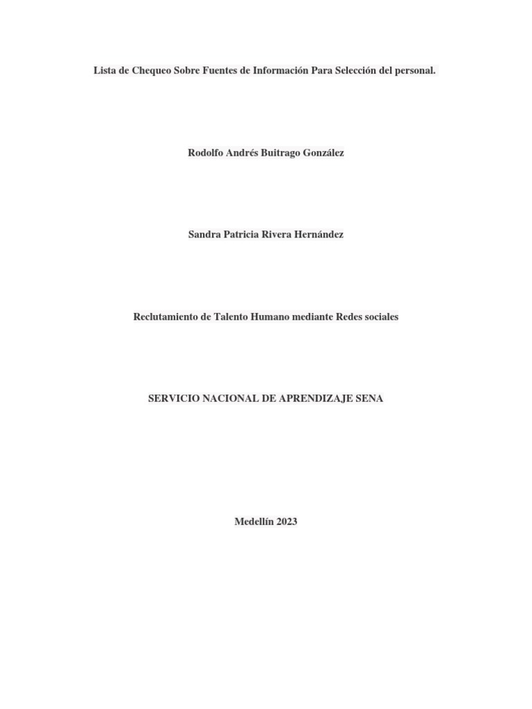 Lista de Chequeo para Selección de Personal | PDF | Reclutamiento