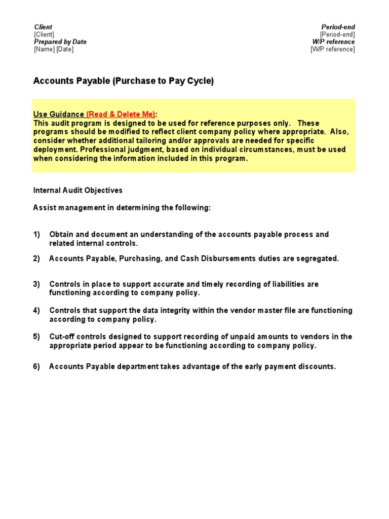 Accounts Payable (Purchase To Pay Cycle) | PDF