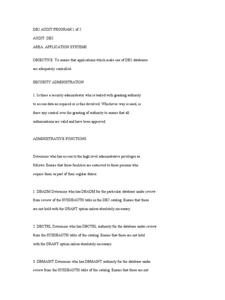 Db2 Audit Program | PDF