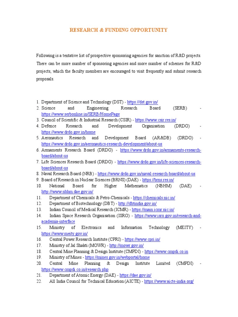 Research and Funding Opportunities | PDF