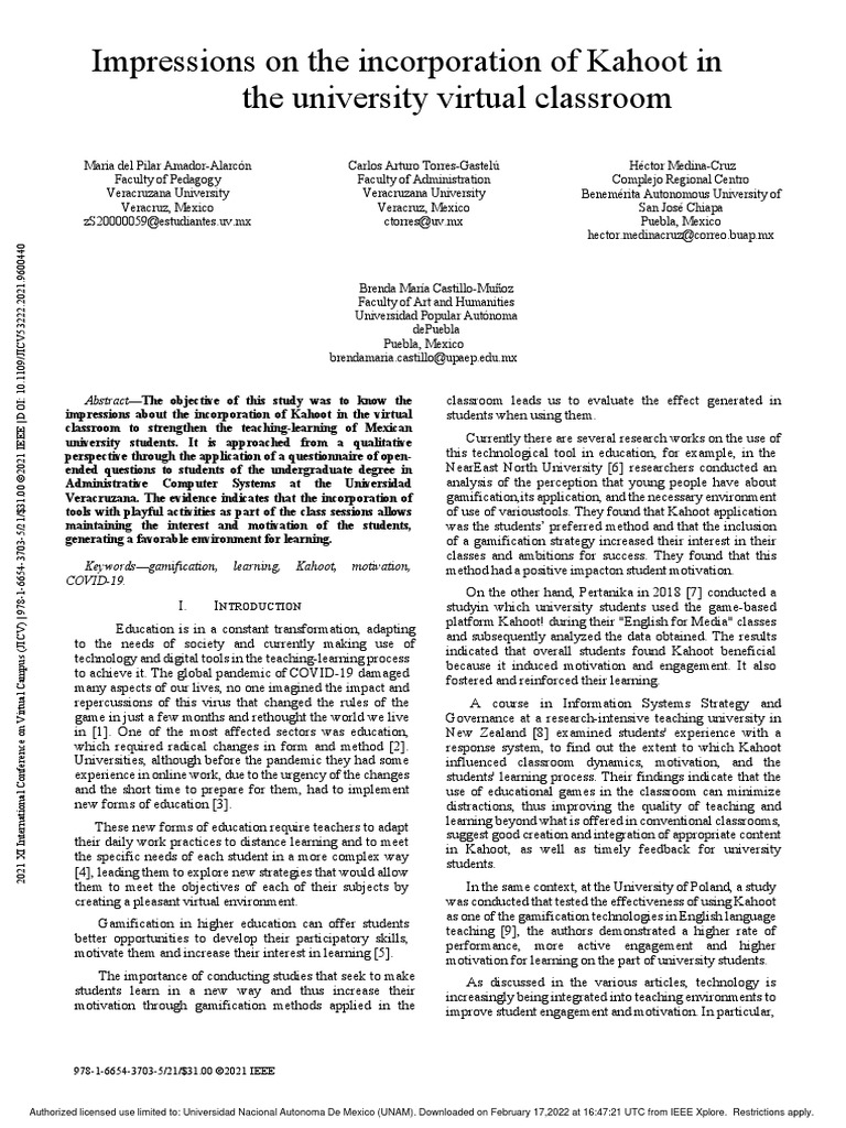 Kahoot's Impact on University Learning | PDF | Learning | Cognition
