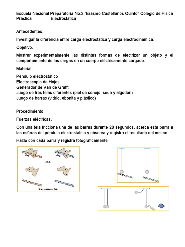 Práctica de Electrostática para Preparatoria | PDF | Electrostática | Ciencias fisicas