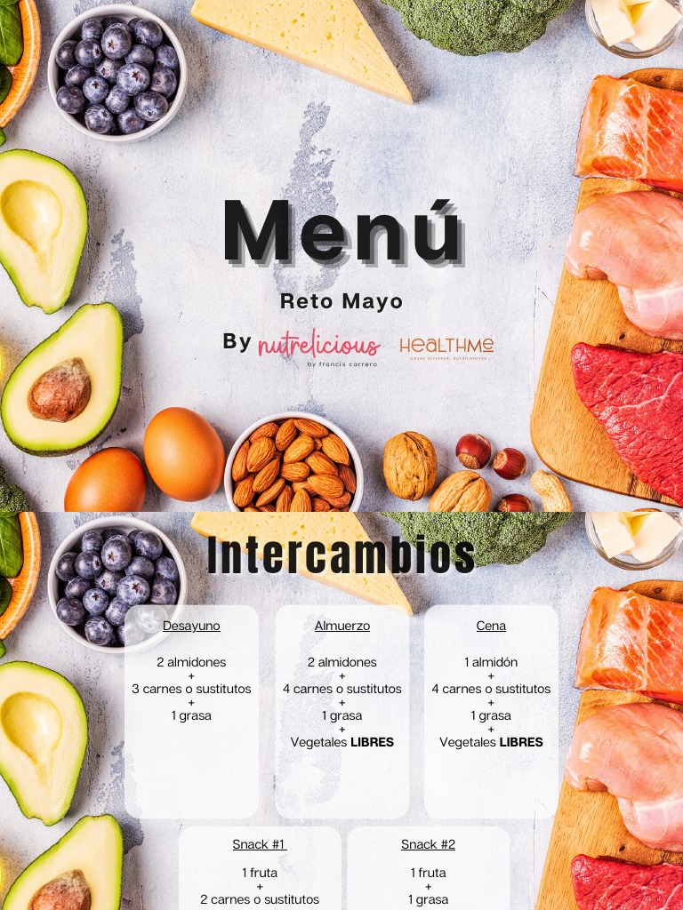 Menú Intercambios Reto | PDF | Ingredientes de comida | Cocina occidental