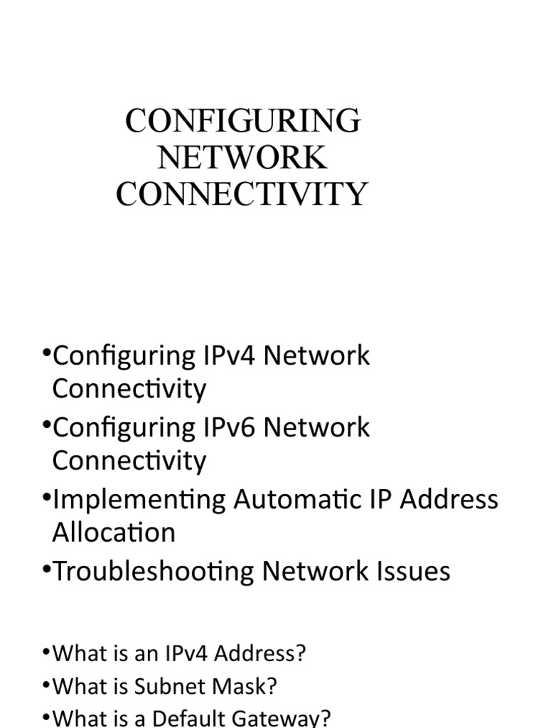 Configuring Network Connectivity | PDF | Ip Address | I Pv6