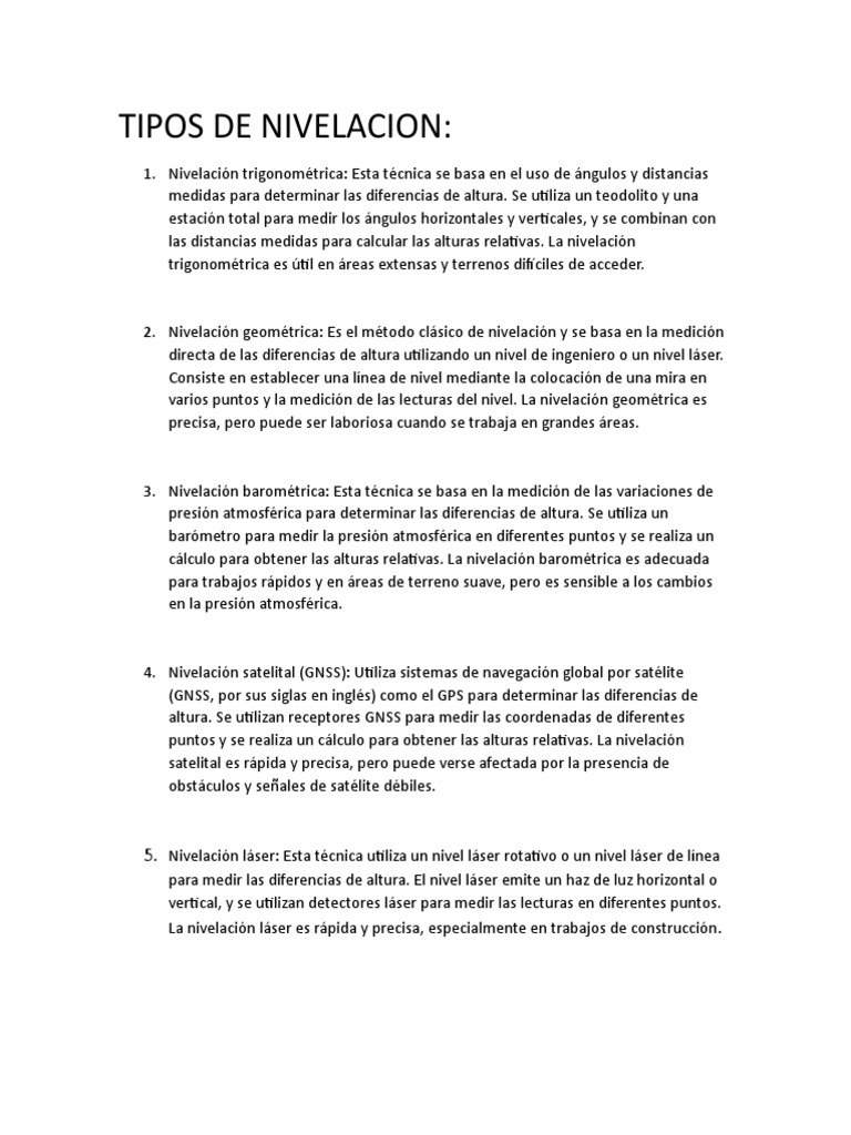 Tipos De Nivelacion Pdf