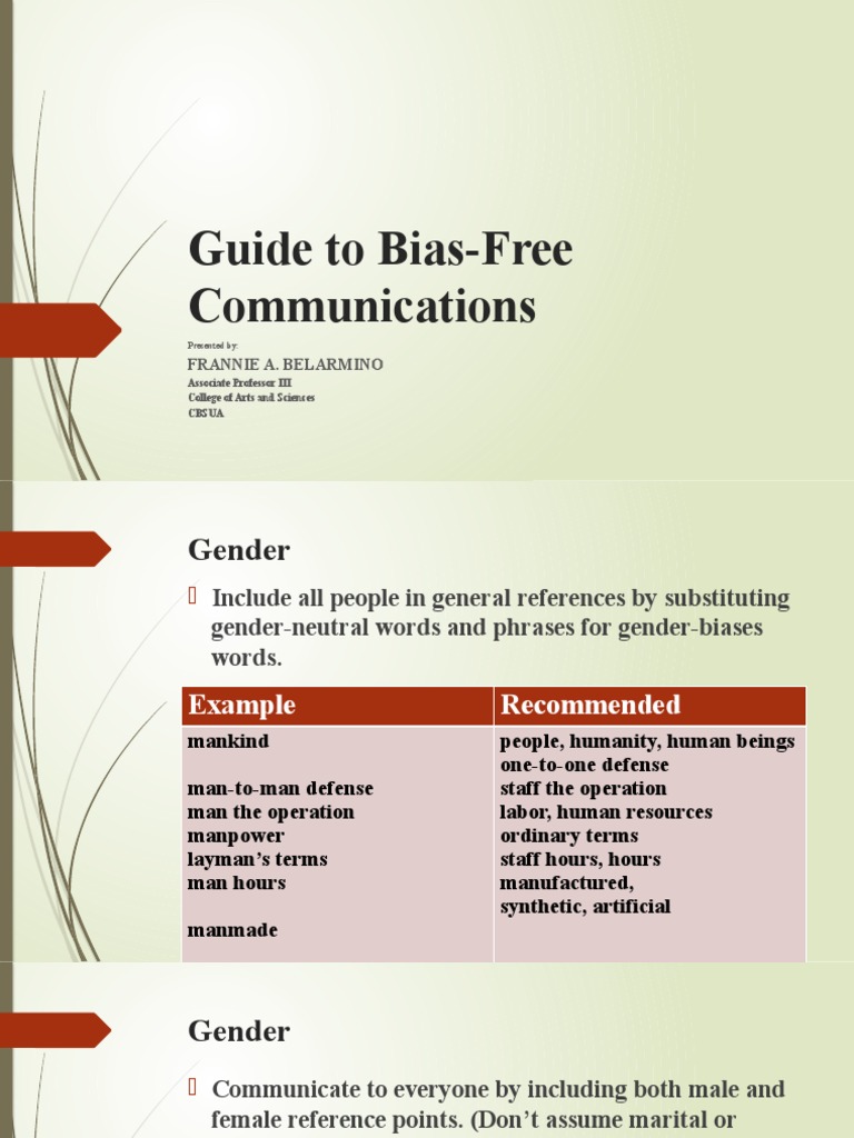 Guide To Bias Free Communication | PDF | Homosexuality | Sexual Orientation