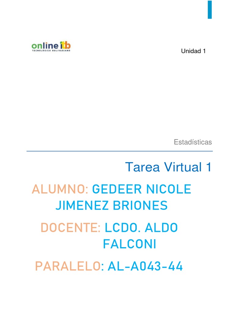 Tarea Virtual 1 Estadistica 1 | PDF | Investigación cuantitativa | Estadísticas