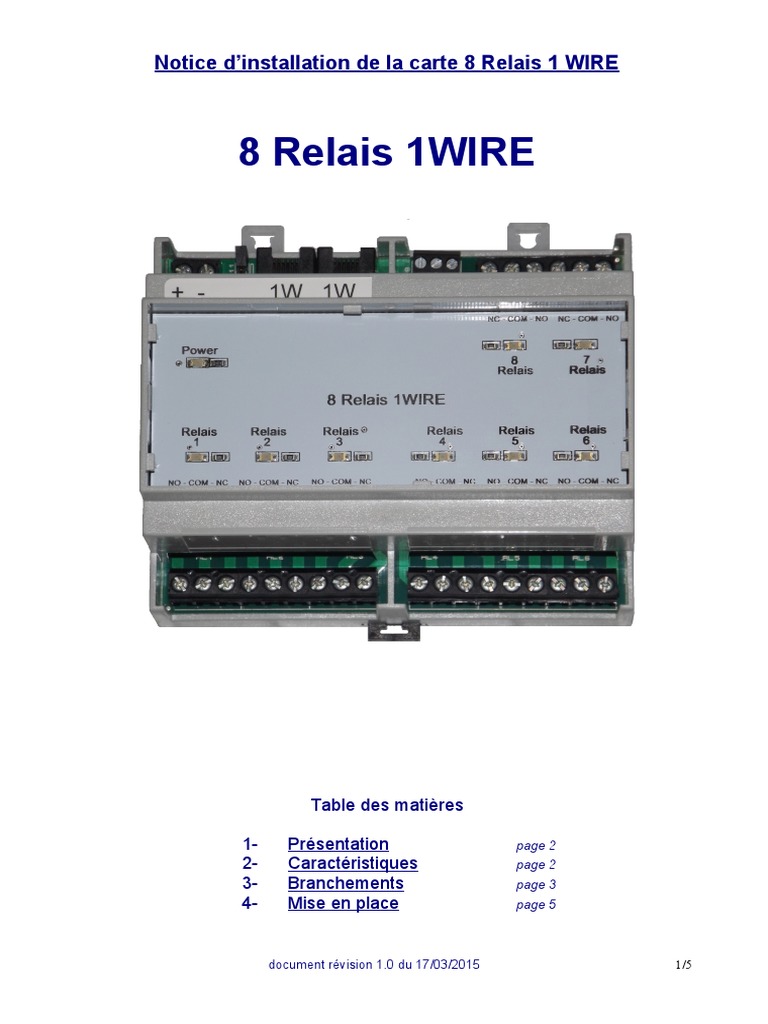 Installation carte 8 relais 1WIRE | PDF | Connectique | Composants ...