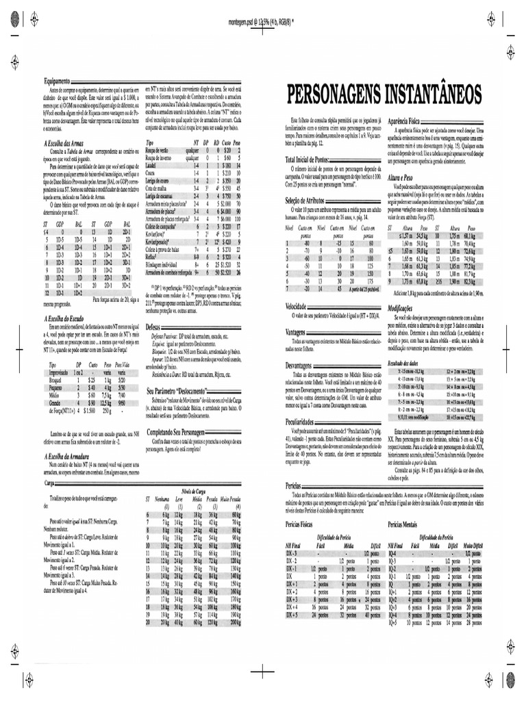 Gurps 3E - Personagens Instantaneos | PDF Gurps 3E - Personagens Instantaneos | PDF