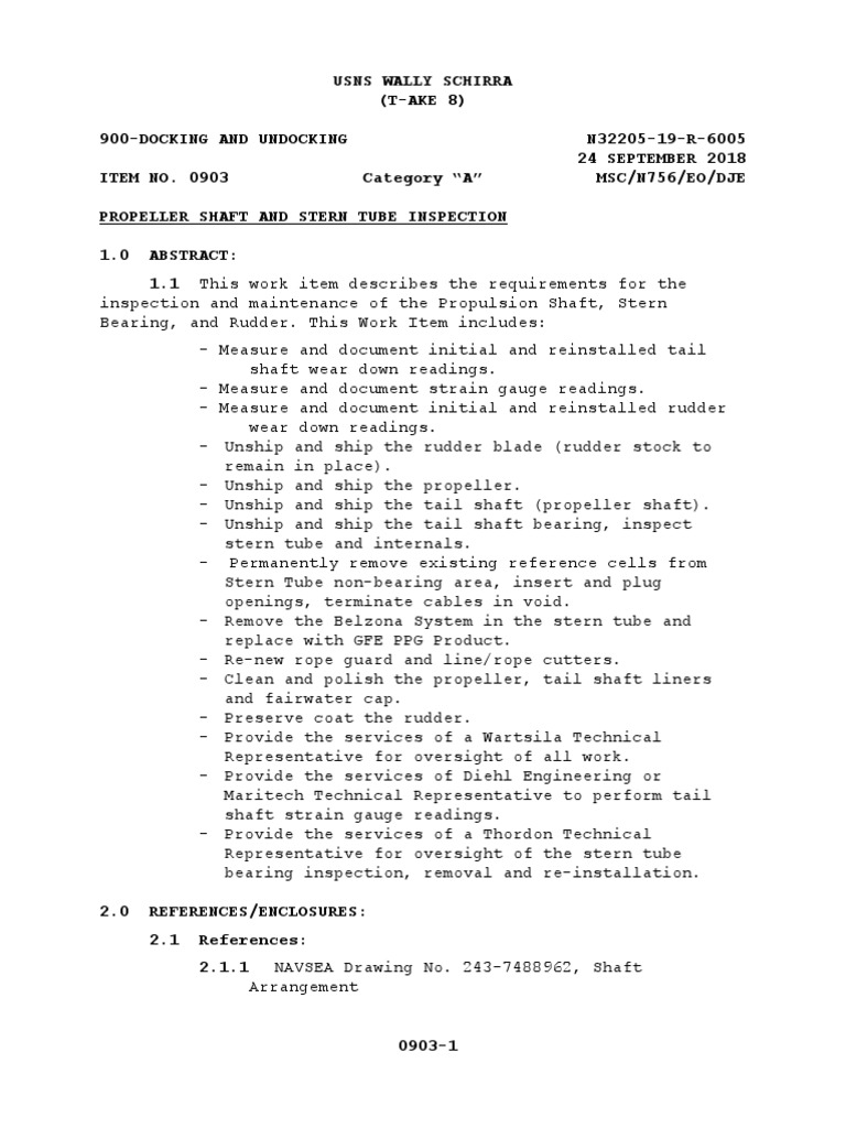 0903 A Propeller Shaft and Stern Tube Inspection Rev. I | PDF