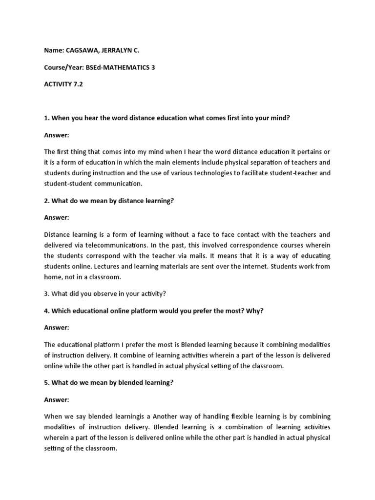 ACTIVITY 7 in TTL 1 | PDF | Social Networking Service | Distance Education