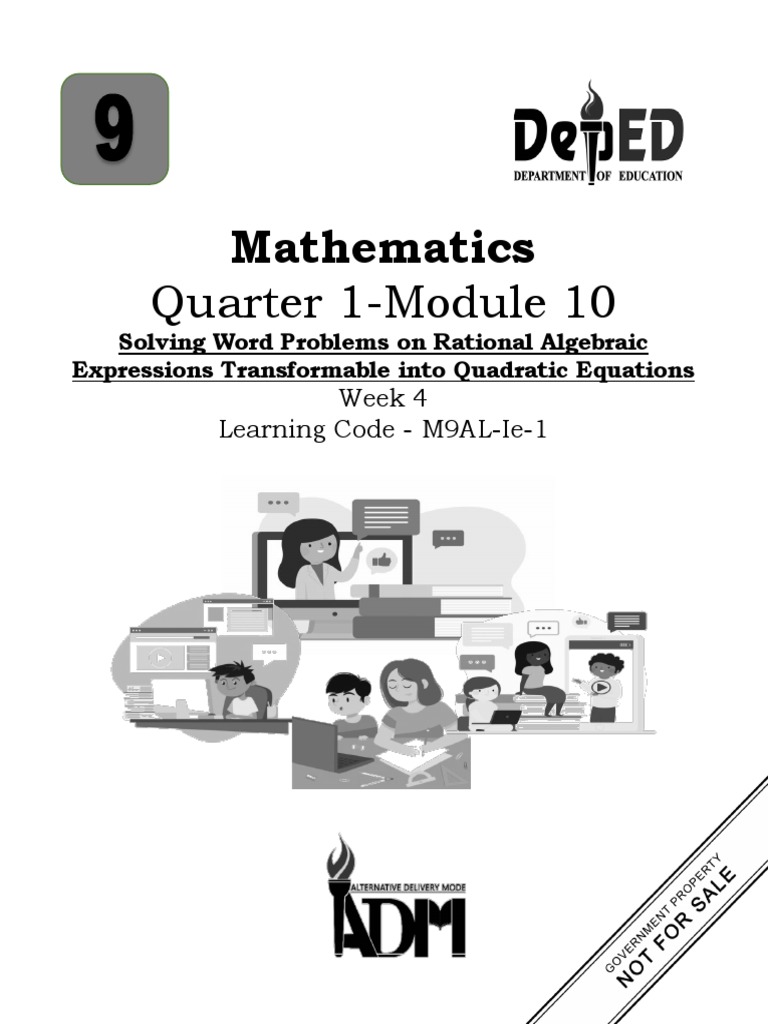 Math9 Quarter1 Module10 FINAL-V3-1 | PDF | Equations | Speed
