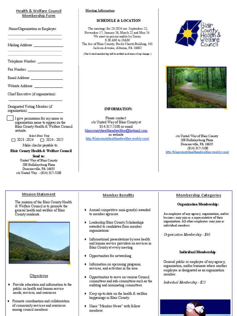 Blair County Health & Welfare Council Membership Form | PDF | Business