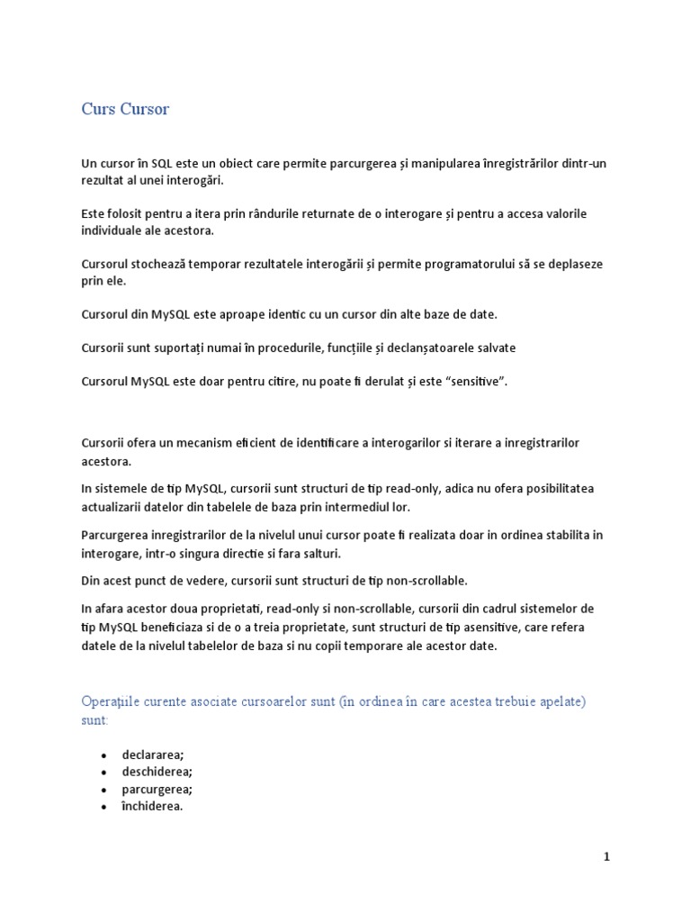 10 Curs Cursor | PDF