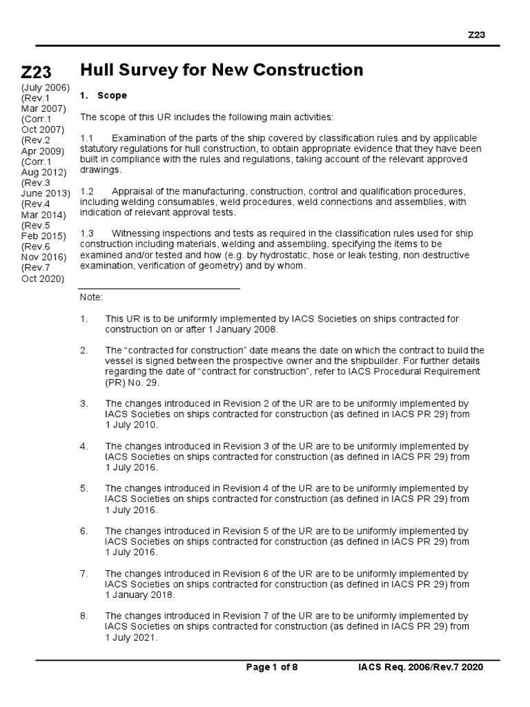 Hull Survey For New Construction | PDF | Technology & Engineering