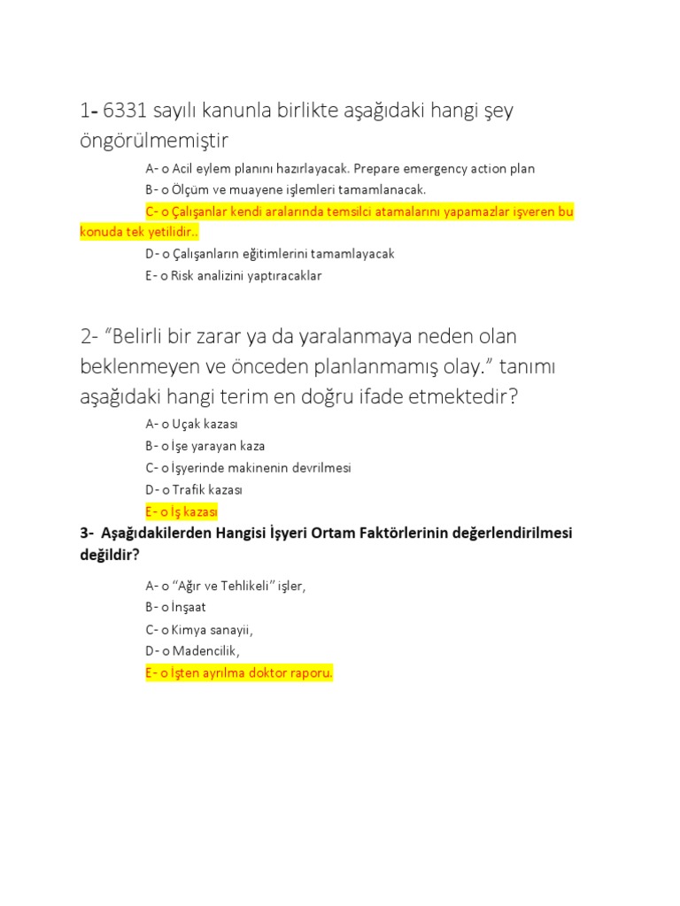 İSG Final Soruları | PDF