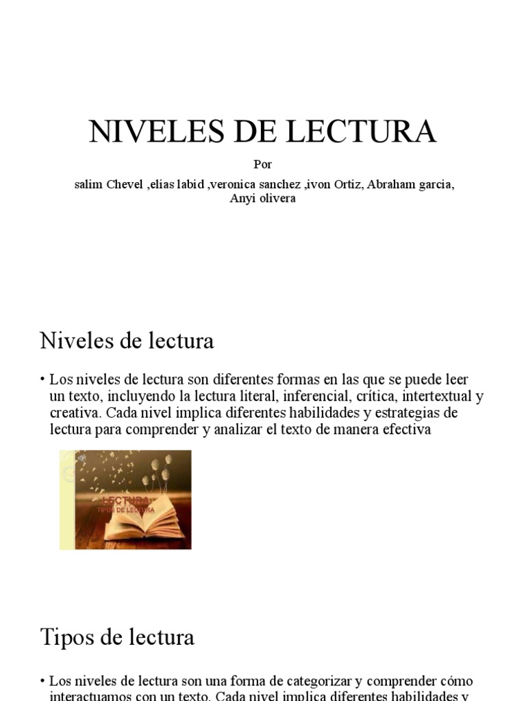 Niveles de Lectura | PDF | Comprensión lectora | Ciencia cognitiva