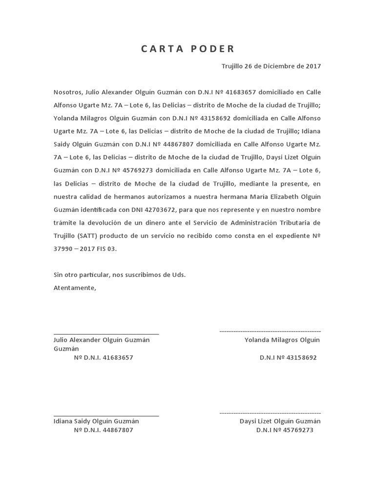 Carta Poder Elitodos | PDF