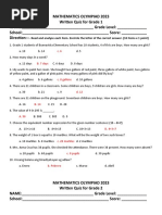 Grade 3 Math Assessment Test | PDF | Mathematics