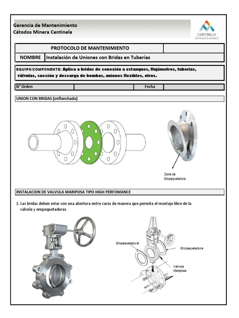 Prot Instalación Uniones Con Bridas en Tuberías | PDF | Ingeniería ...