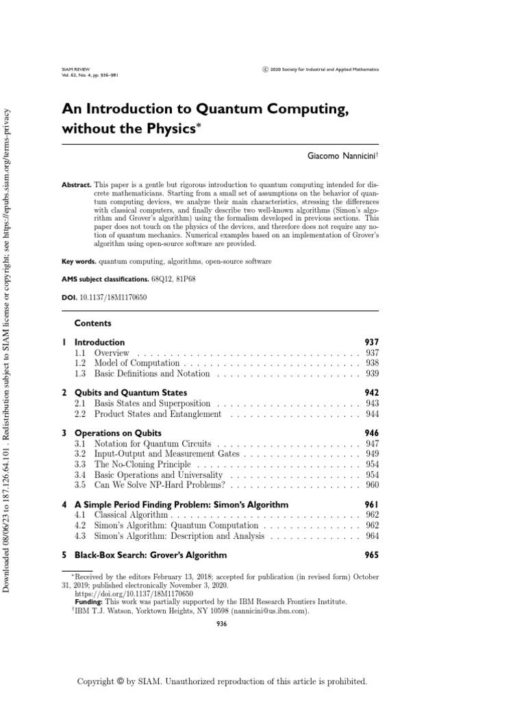 An Introduction To Quantum Computing Without The Physics Giacomo ... An Introduction To Quantum Computing Without The Physics Giacomo ...