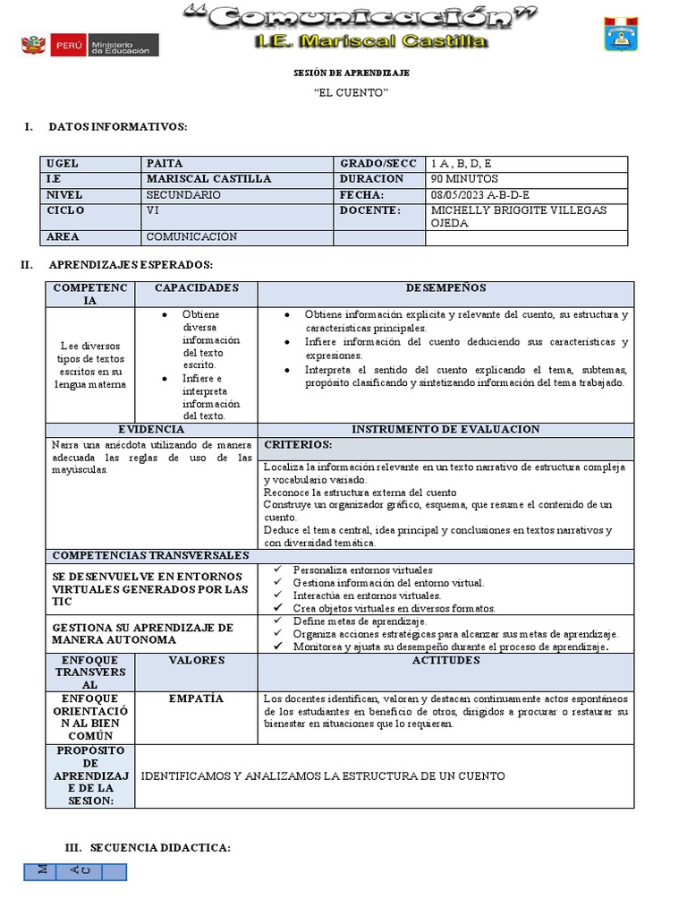 El Cuento Analizamos Su Estructura Pdf Aprendizaje Información