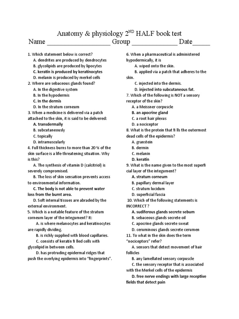 Anatomy Half Book 2 | PDF | Kidney | Skin