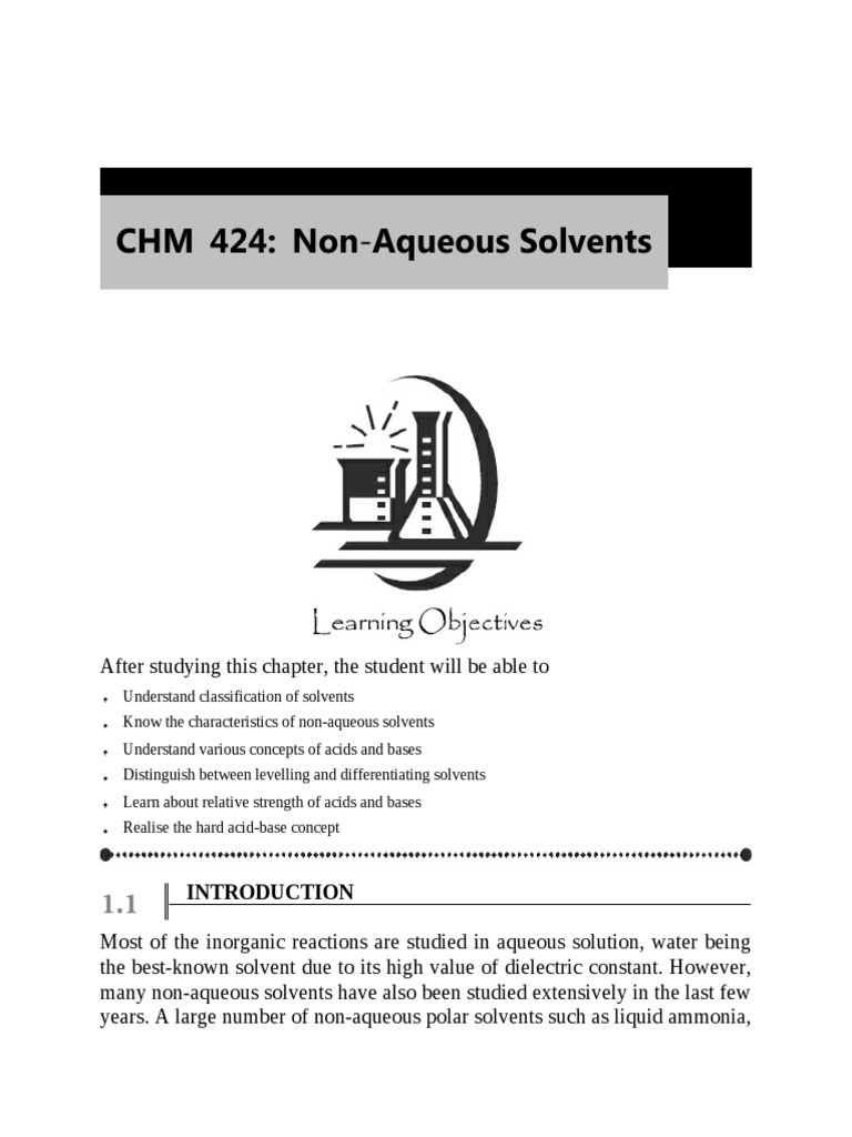 CHM 424 Non Aqueous Solvent | PDF | Solvent | Ammonia