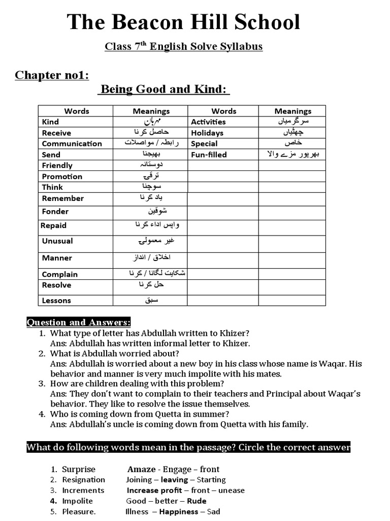 Class 7 English First Term Overview | PDF | Climate Change | Atmosphere ...