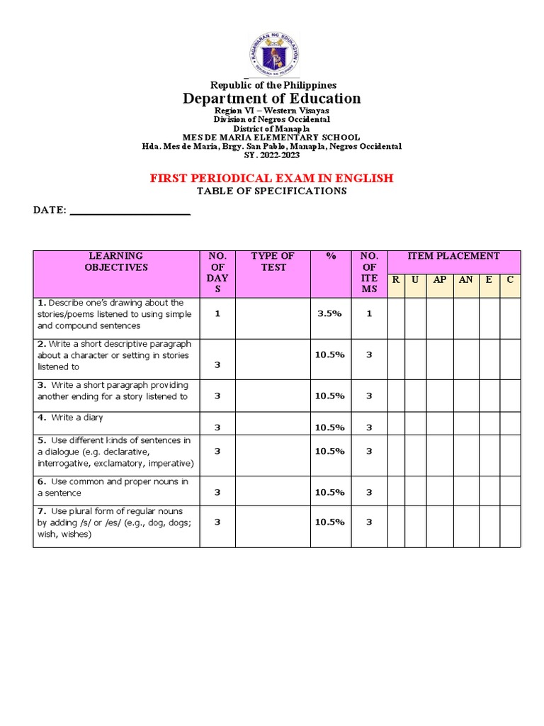 1st PE English | PDF | Vegetables | Sentence (Linguistics)