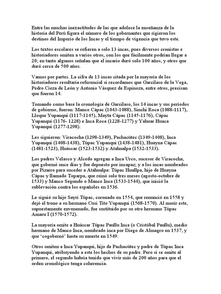Primeros Incas Del Peru | PDF | Imperio Inca | América del Sur